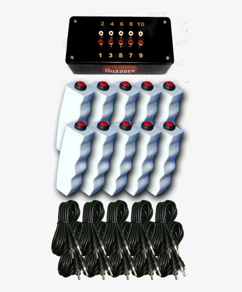 Buzzer System - 10-player Hand Held Quiz Game Buzzer System With 25ft - 500x927 PNG Download ...