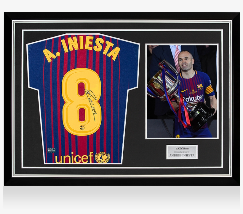 Andres Iniesta Back Signed Fc Barcelona 2017-18 Home - Picture Frame ...