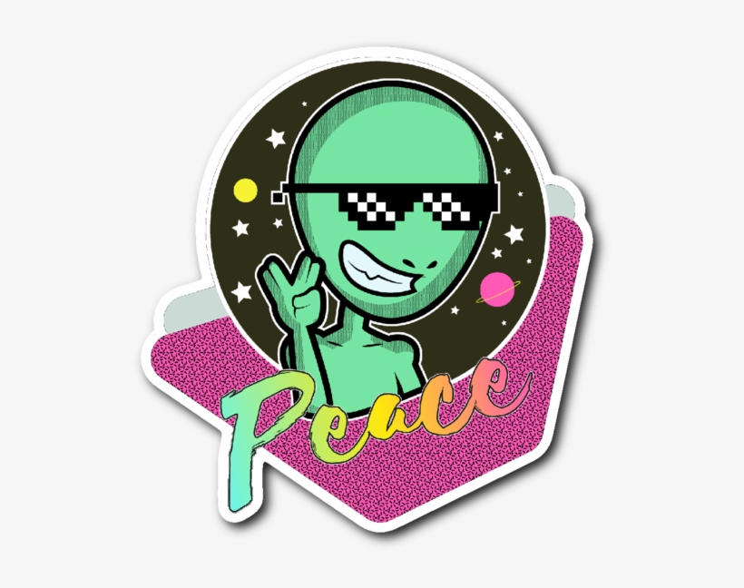 Download Transparent Peace Alien Vinyl Die Cut Sticker - Notebook - PNGkit