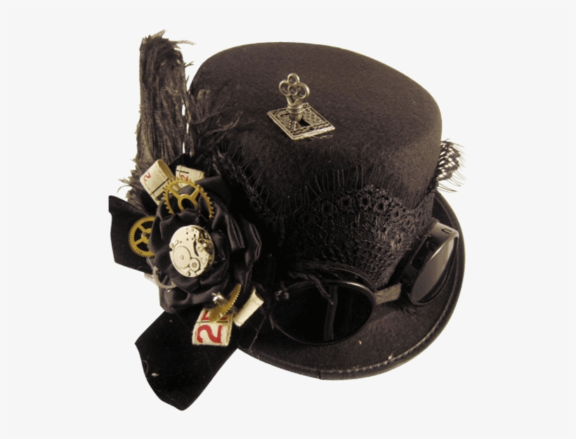 Black Geared Steampunk Riding Hat With Goggles - Steampunk Costume Hat ...