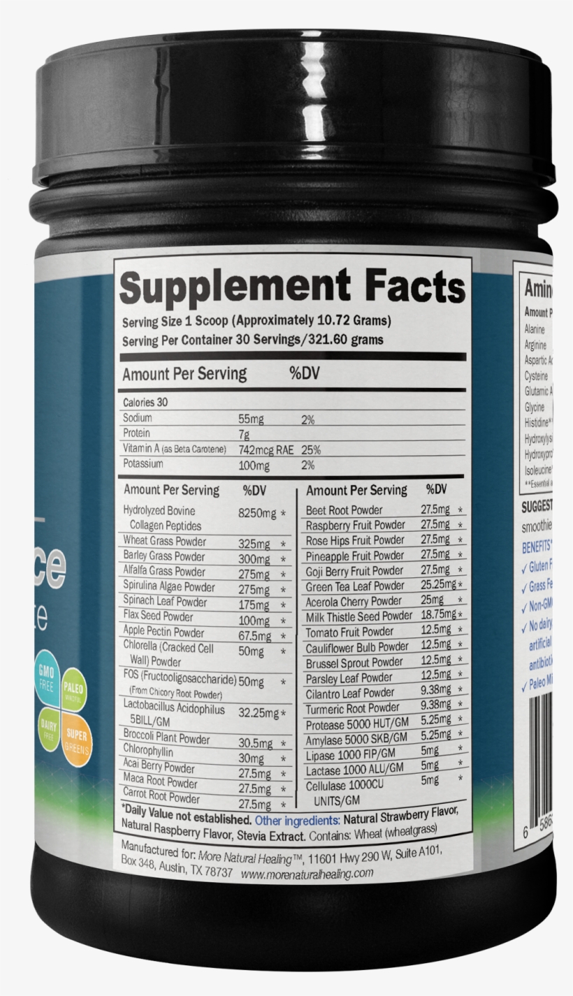 Green Science Collagen Complete Superfood Green Drink - Nutrition Facts ...