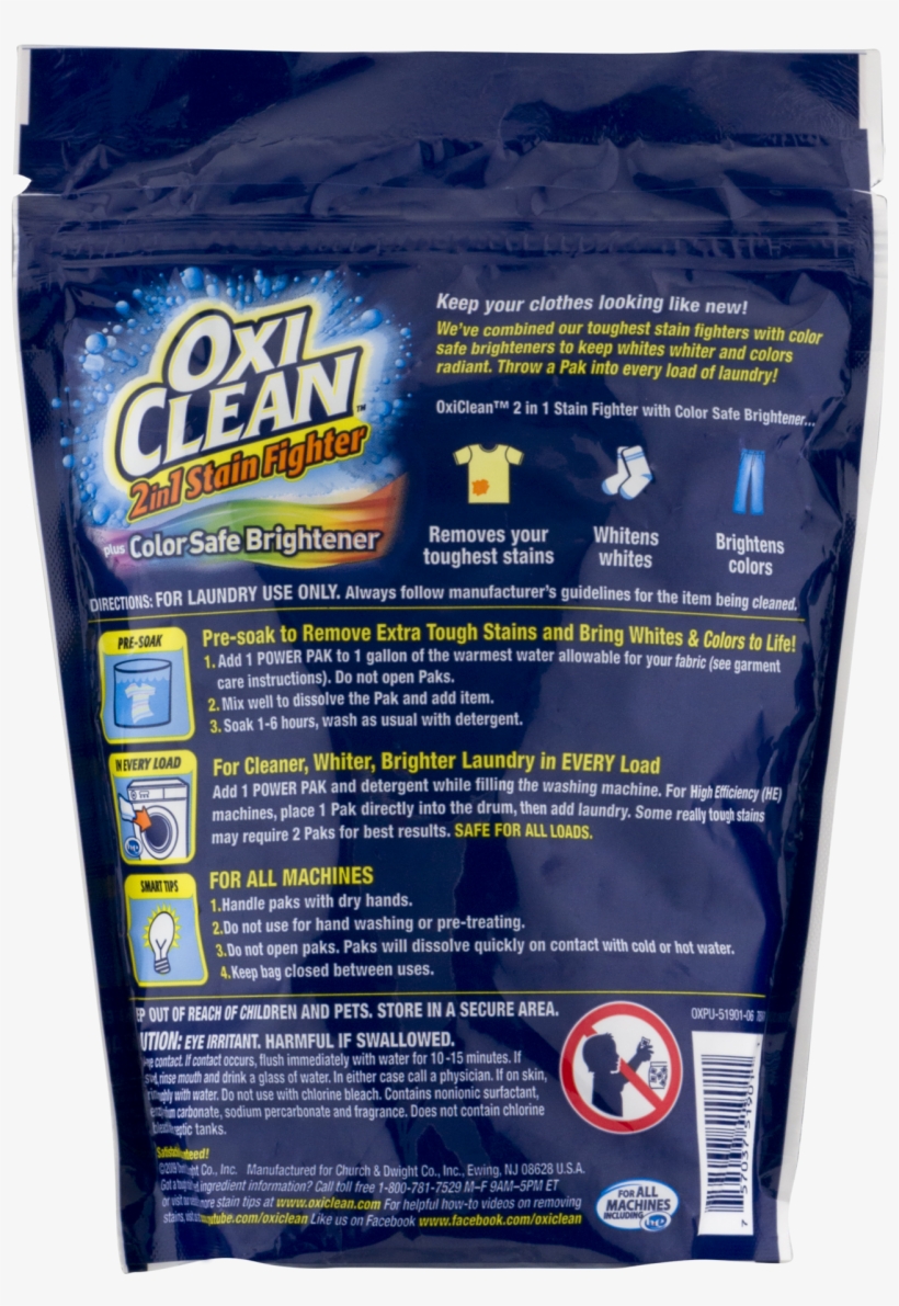 Oxi Clean Stain Fighter, 2 In 1, Power Paks - 37 Paks, - 1800x1800 PNG ...