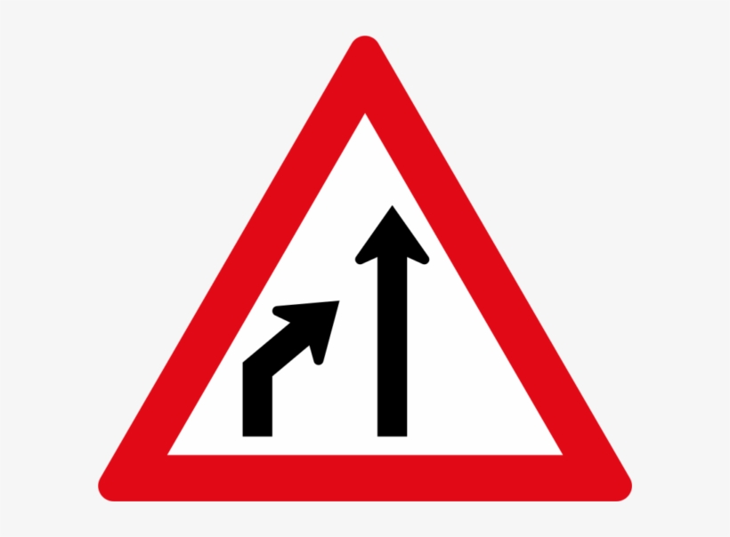 Left Lane Ends Sign - Road Left Road Sign - 600x524 PNG Download - PNGkit