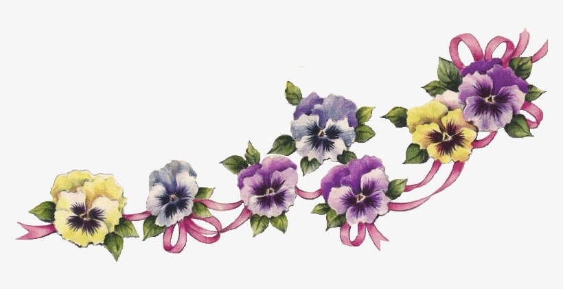 Vintage Flower Border Rimedia - Pansy Clip Art - 791x359 PNG Download ...