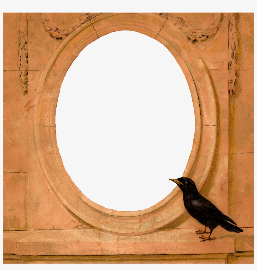 Oval Frame Digital Crow Vintage Decorative - Clip Art - 1600x1600 PNG ...