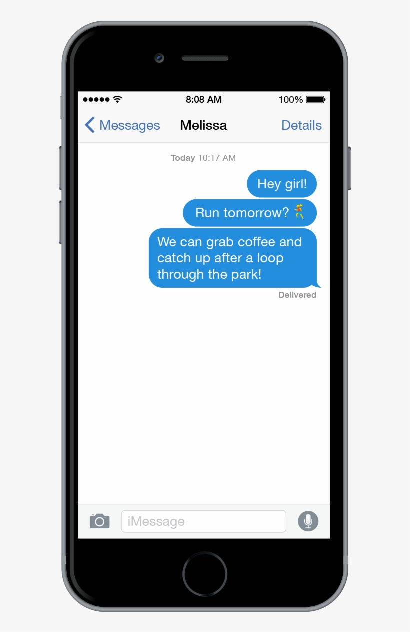 Runninggirlmock - Text Message To Follow Up Application - 600x1210 PNG ...