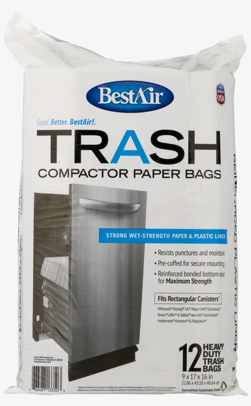 Download Transparent Bestair Heavy Duty Compactor Bags, 16" D X 9" W X ...