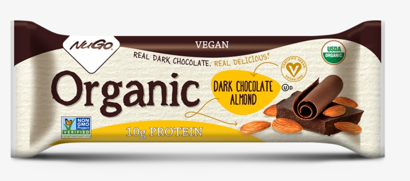 Nugo Nutrition - Organic Bar Dark Chocolate Almond - 1000x419 PNG ...