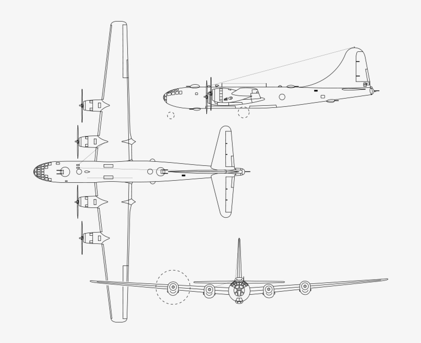Boeing B 29 Superfortress 3 View - B 29 Svg - 727x600 PNG Download - PNGkit