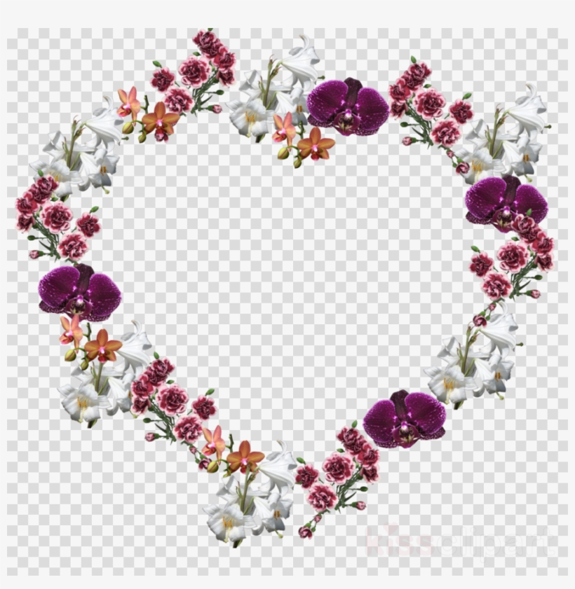Heart Flower Frame Png Clipart Picture Frames Desktop - Floral Heart ...