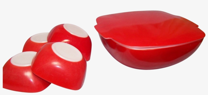 Pyrex Red Square Bowl With Lid & 4 Dessert Bowls Set - Pyrex Red Square ...