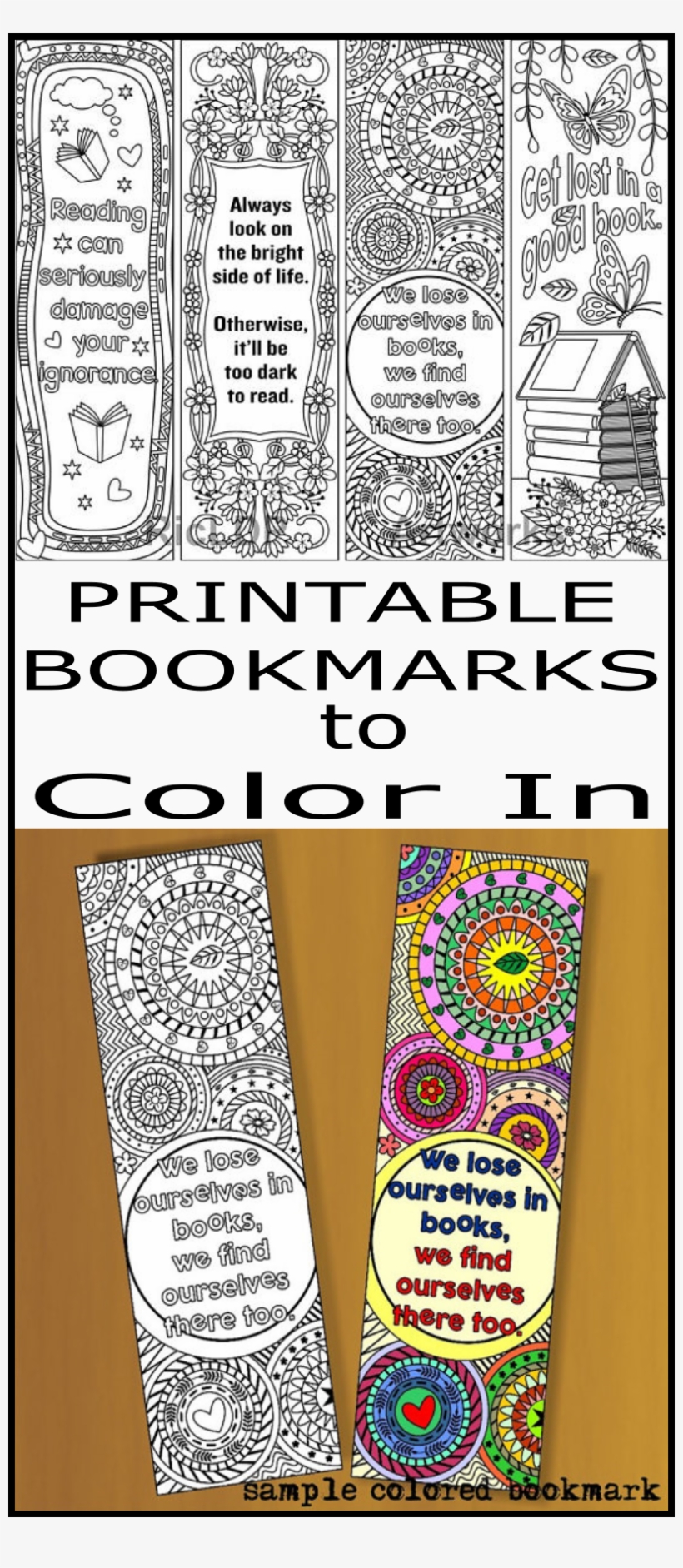 Printable Coloring Bookmark Templates With Four Designs - Side Designs ...