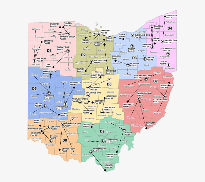 Osp Dispatcher Map - Osp Districts - 600x648 PNG Download - PNGkit