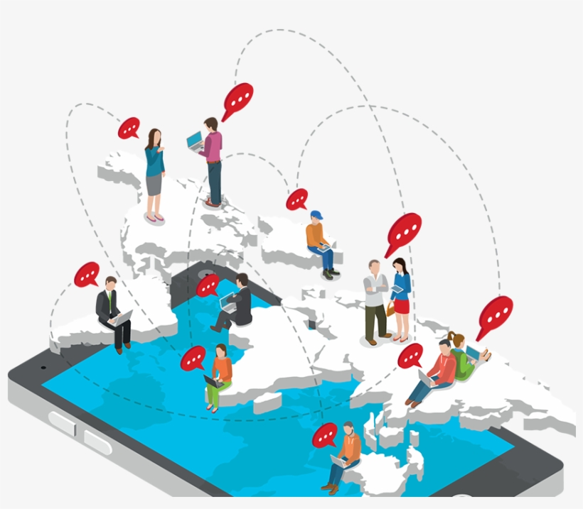 Illustration People On Map Communicating - 872x707 PNG Download - PNGkit