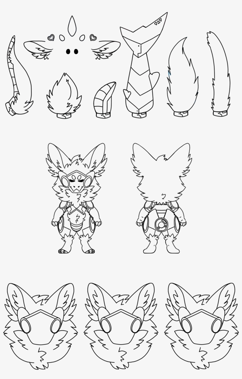 F2u Protogen Ref Lineart - 1600x2460 PNG Download - PNGkit