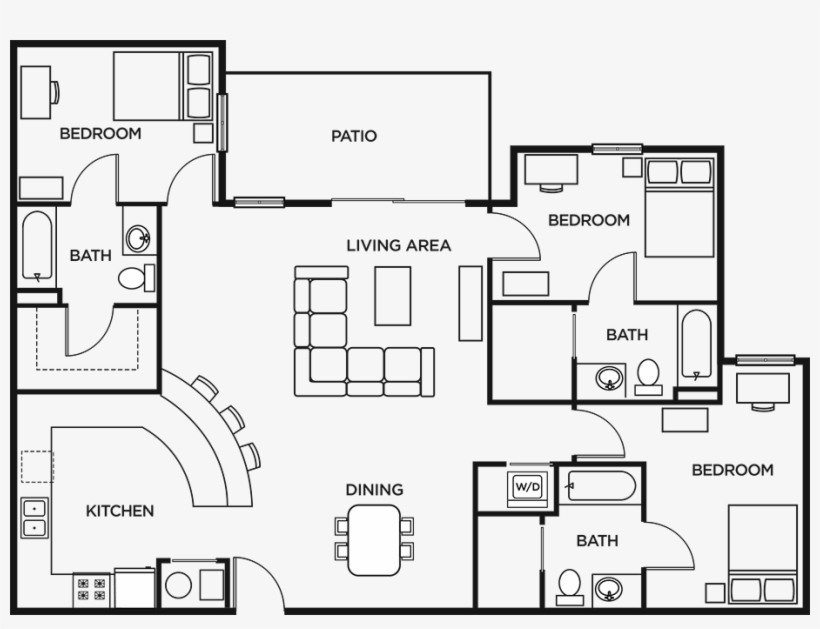Download Transparent Floor Plans W Furniture - PNGkit
