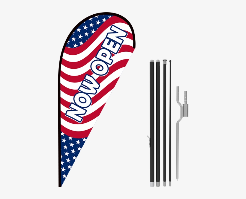 11ft Now Open Stock Teardrop Flag With Ground Stake - 800x600 PNG ...