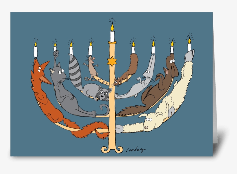 Animal Menorah Greeting Card - Greeting Card - 848x698 PNG Download ...