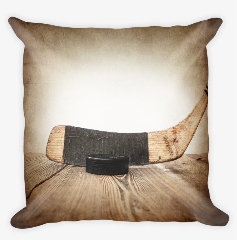 Download Transparent Vintage Hockey Stick And Puck Square Pillow ...