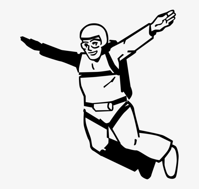 Vector Illustration Of Skydiver Jumps From Plane In - 653x700 PNG ...