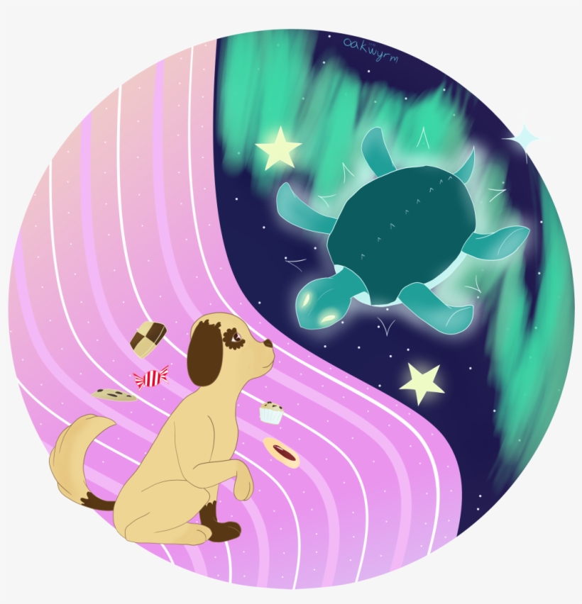 A Digital Drawing Of A Turtle And A Puppy Rendered - 1085x1080 PNG ...