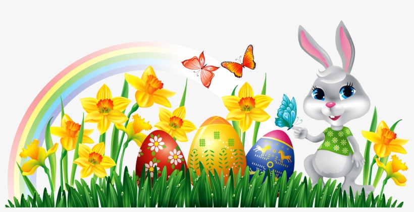 Easter Bunny With Eggs Clipart Free Border - Easter Bunny With Eggs ...