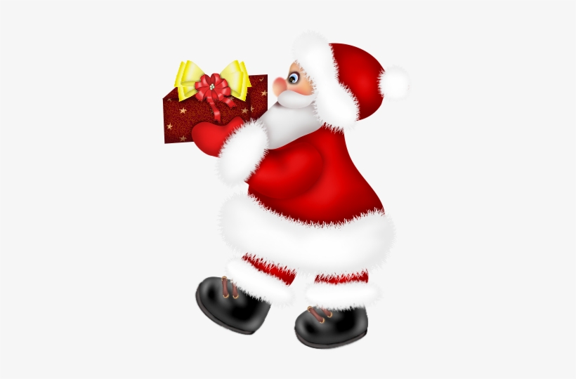 Santa Claus With Red Present Png Clipart - Portable Network Graphics ...