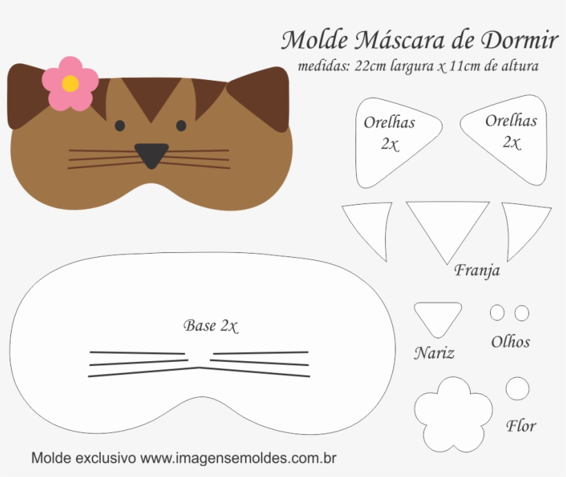 Molde M%c3%a1scara De Dormir Gatinha Marrom - 936x745 PNG Download - PNGkit