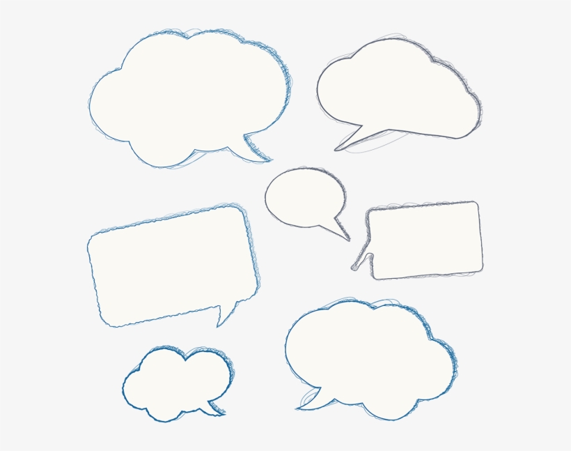 Hand Drawn Bubble Speech With Lines, Bubbles, Hand - Black-and-white ...