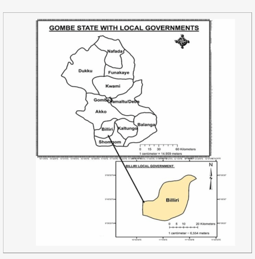 Map Of Gombe State, Nigeria, Showing The Location Of - 850x823 PNG ...