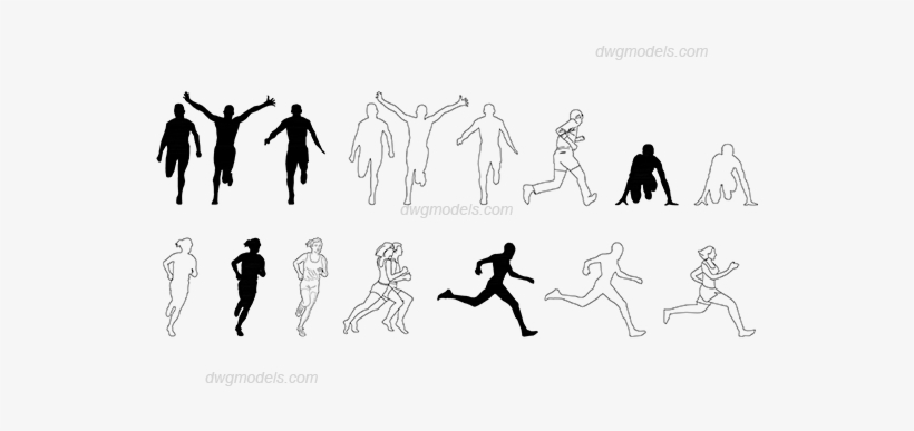People Running Dwg, Cad Blocks, Free Download - Running People Cad ...
