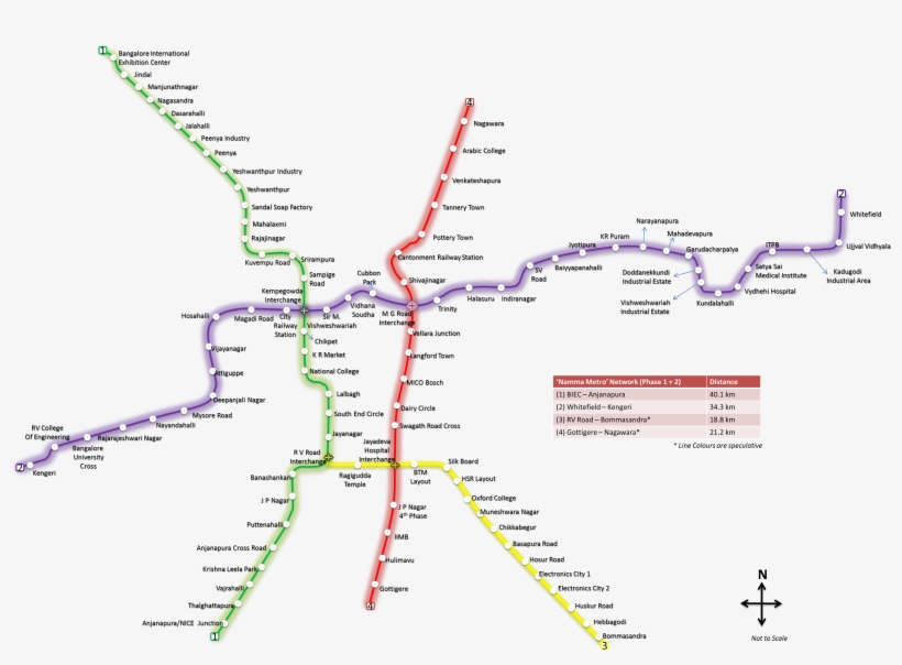 Namma Metro Phase 2 Line Map - 2981x2075 PNG Download - PNGkit