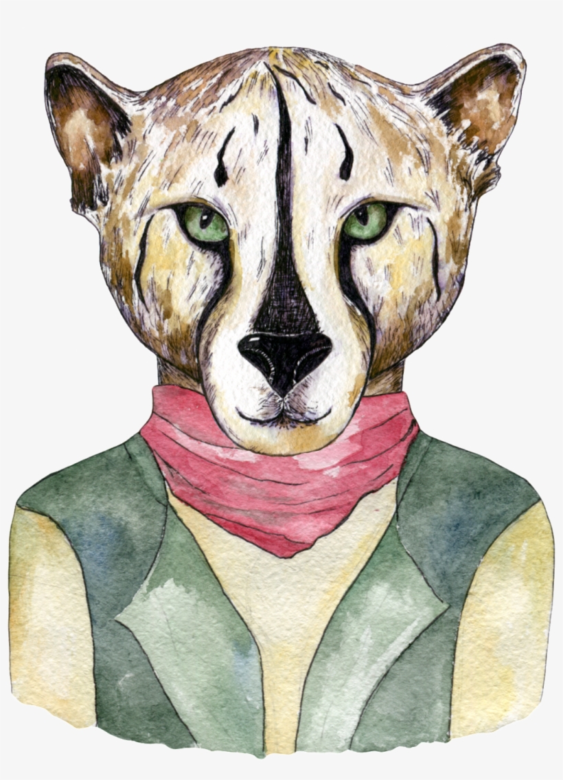 Cartoon Hand Drawn Leopard Transparent - Watercolor Painting ...