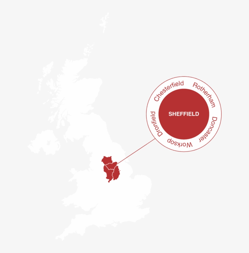 Download Transparent The Map Of England Showing Location Of Sheffield ...