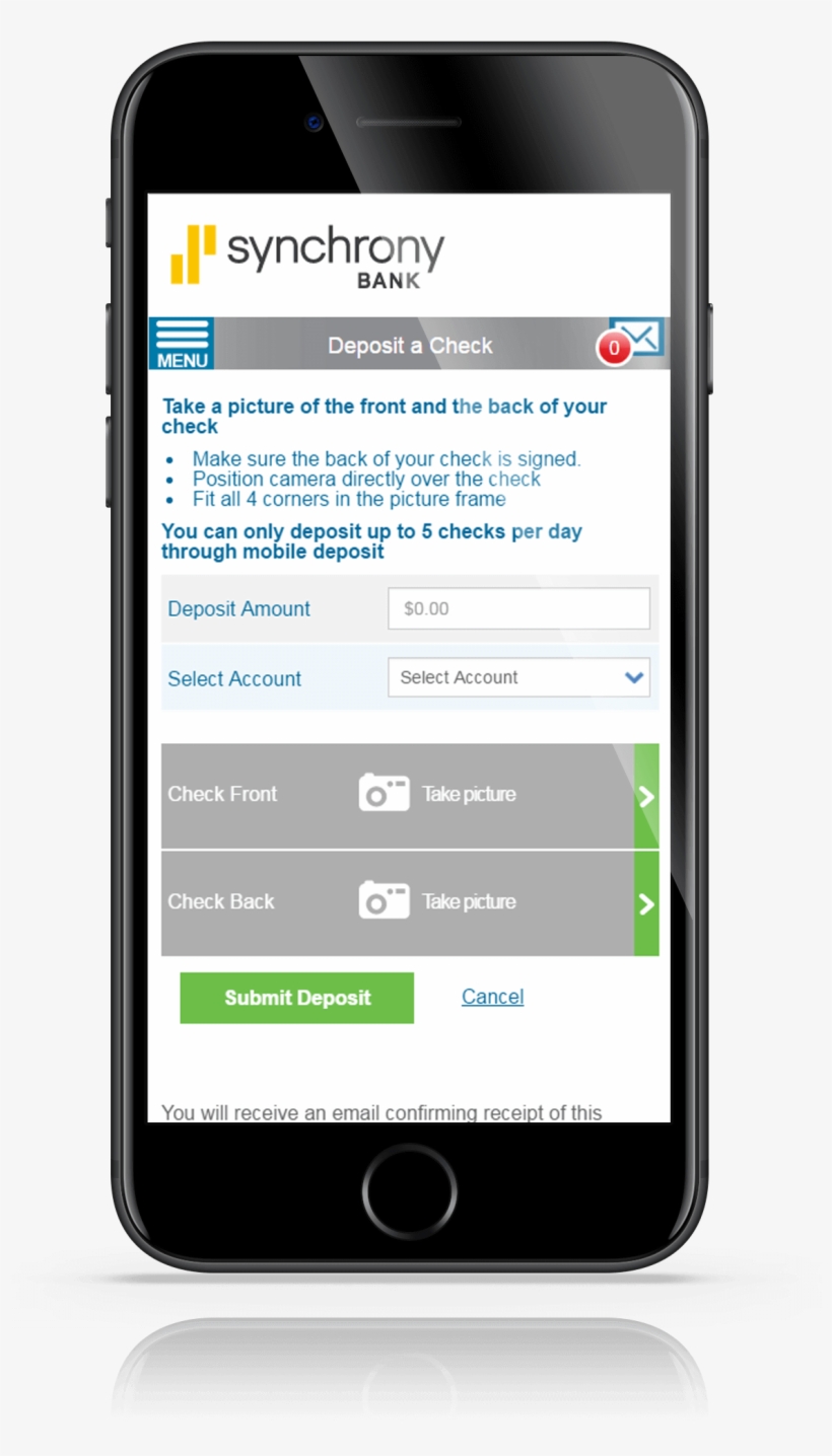 Mobile Check Deposit - 1164x2180 PNG Download - PNGkit