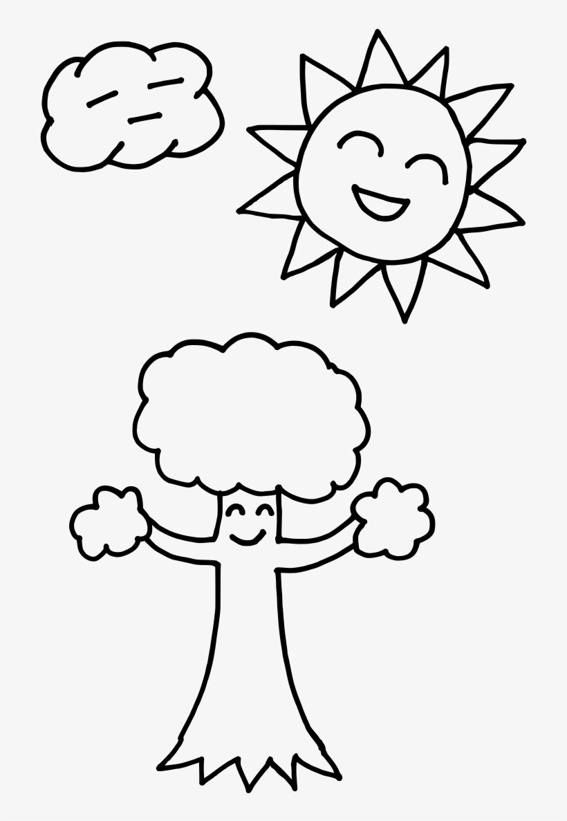 Open - Coloring Pages Of Trees And Sun - 1000x1294 PNG Download - PNGkit