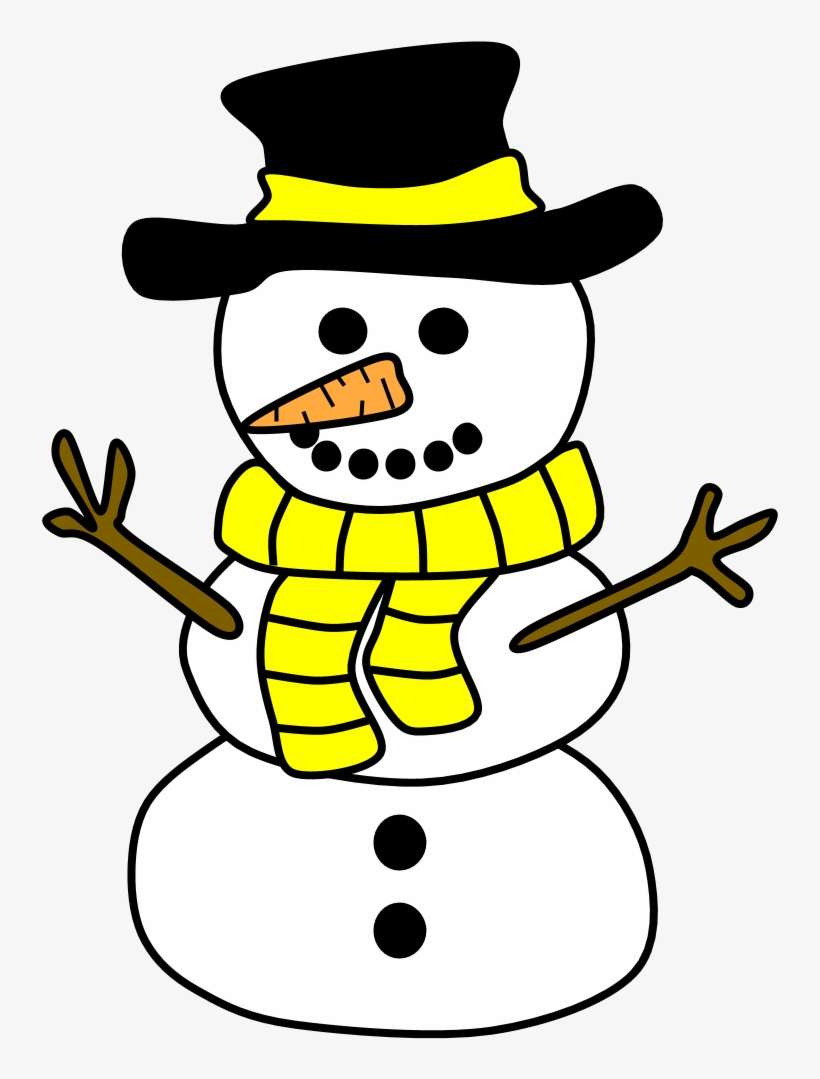 Snowman, Hat, Scarf, Yellow - Snowmen With A Hat - 816x1056 PNG ...