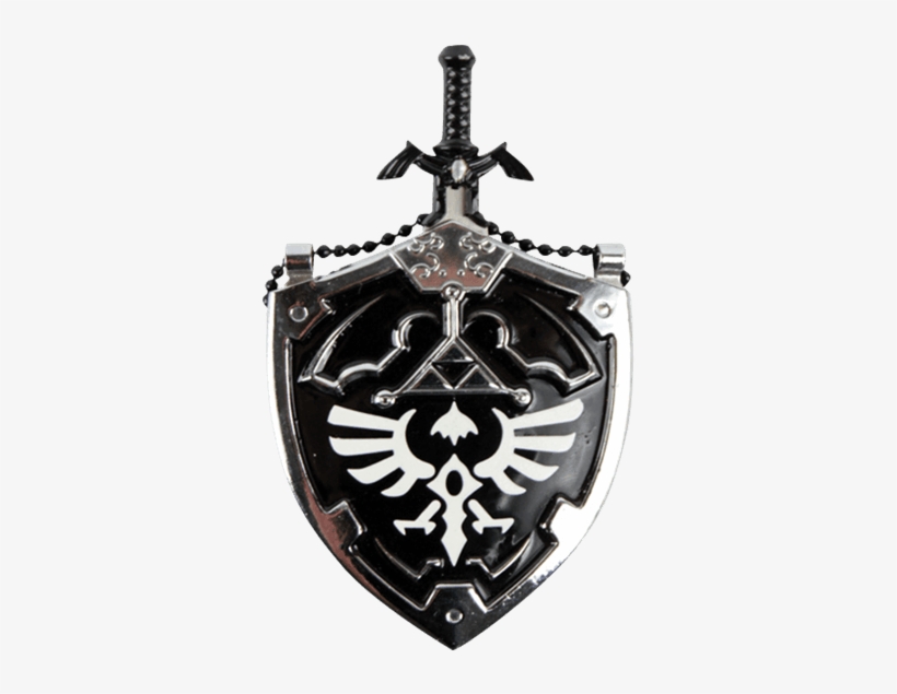 Black Master Sword And Shield Necklace - Hylian Shield With Sword ...