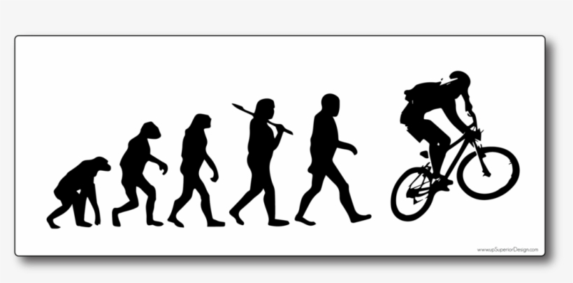 Evolution Mountain Bike Sticker - Human Change Over Time - 1024x458 PNG ...