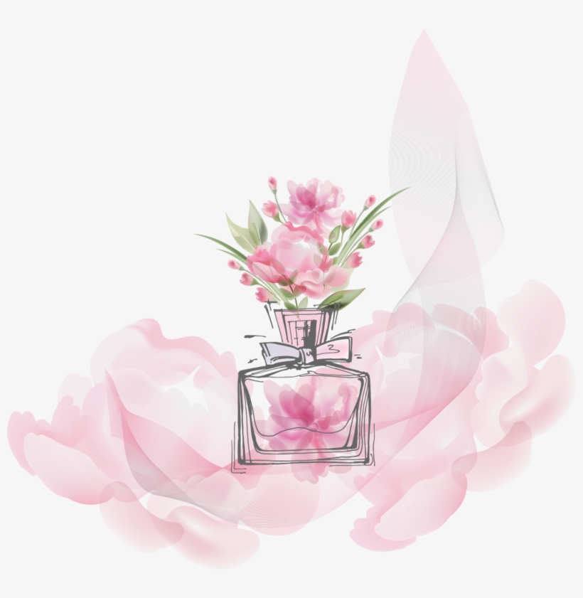Vector Oil Bottle De Toilette Perfume Fashion - Flowers Perfume Logo ...