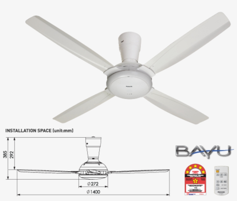 Panasonic Bayu 4-blade Ceiling Fan - Panasonic Bayu 4 - 1000x1000 PNG ...