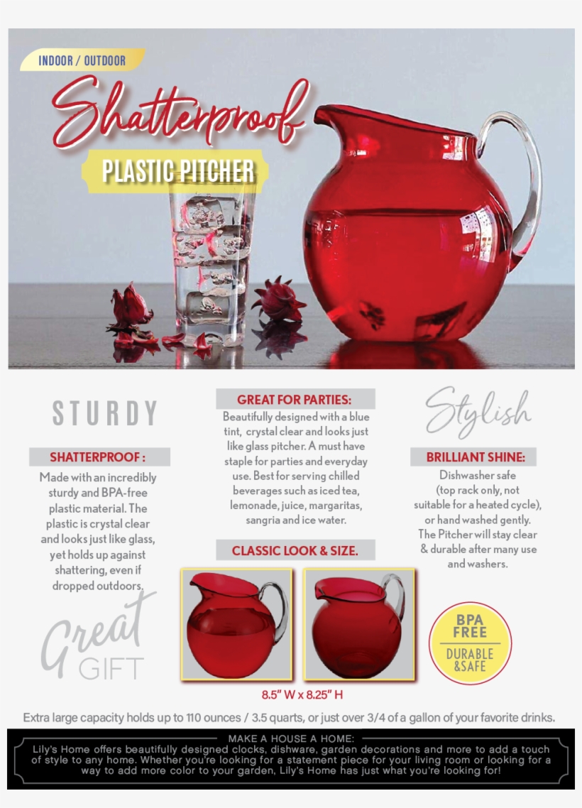 Shatterproof Plastic Pitcher Large Capacity - Flyer - 970x1300 PNG ...
