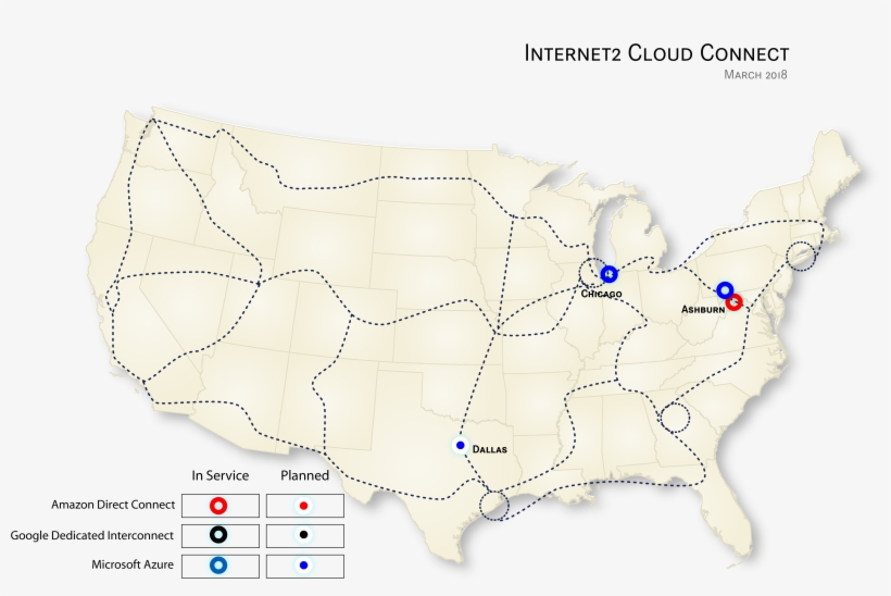 Map Of The Internet2 Network To Reach Cloud Resources, - $50 Sack Of ...