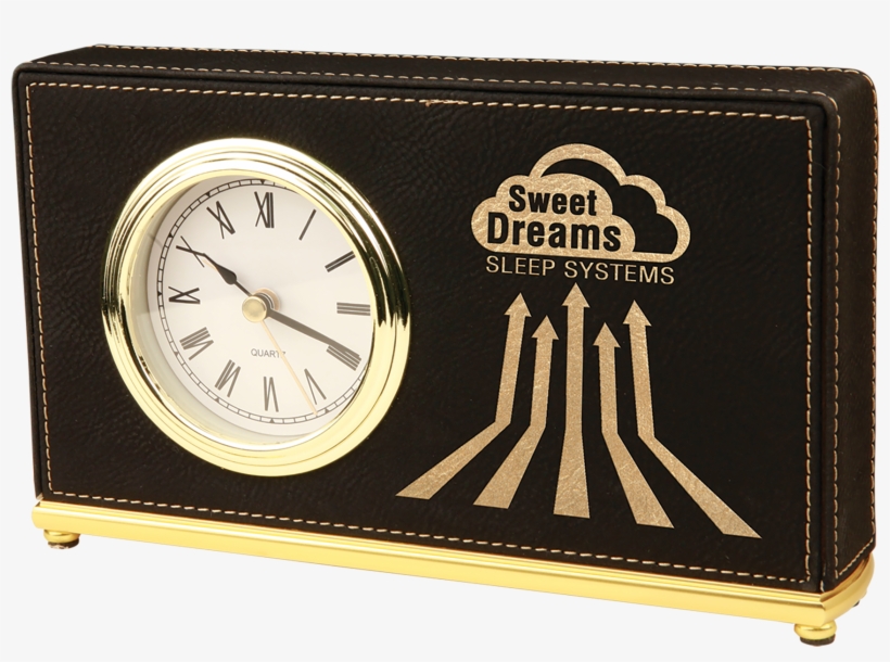 Black & Gold Leatherette Horizontal Clock - Clock - 1800x1800 PNG ...