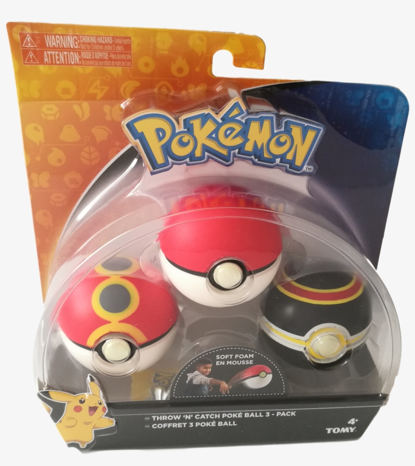 Pokemon Throw N' Catch Pokeball Soft Foam 3 Ball Set - Pokemon ...