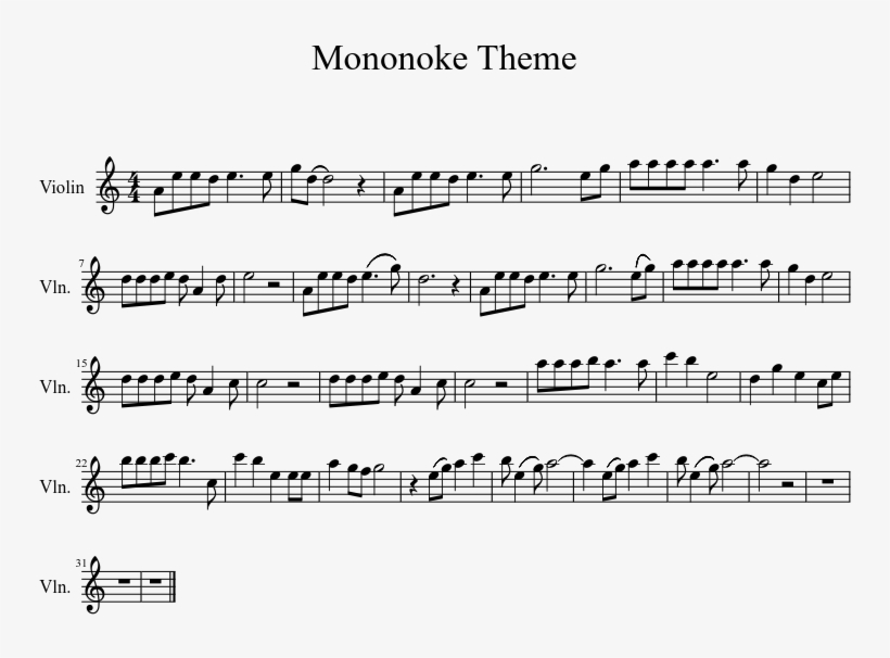 Princess Mononoke Theme - Anema E Core Sheet Music - 827x1169 PNG ...
