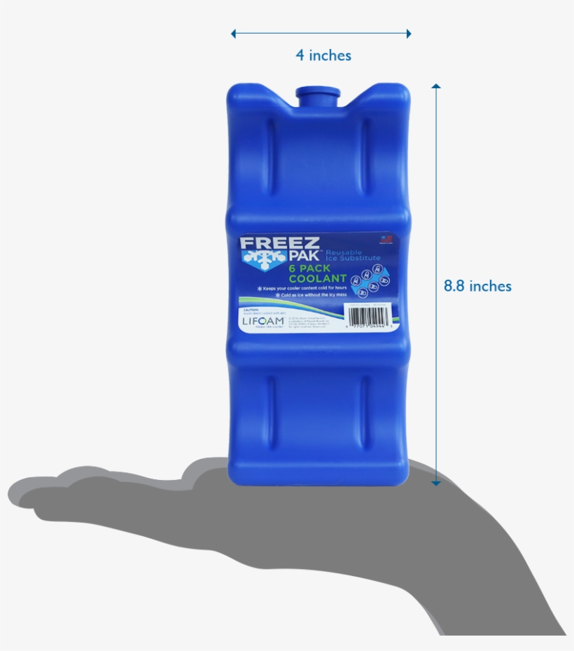 Frzpk6pak Front Dimensions - Freez Pak ™ 6 Pack Coolant Reusable Ice ...