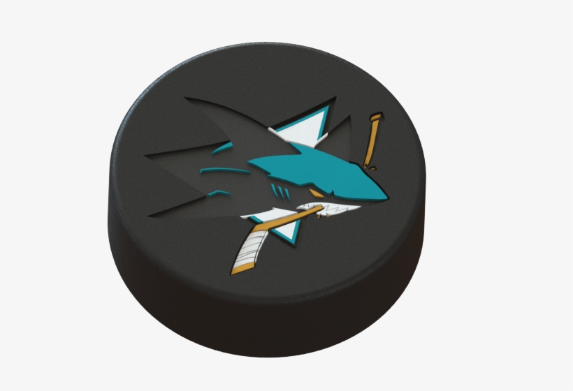 Download Transparent 3d Printed San Jose Sharks Logo On Ice Hockey Puck ...