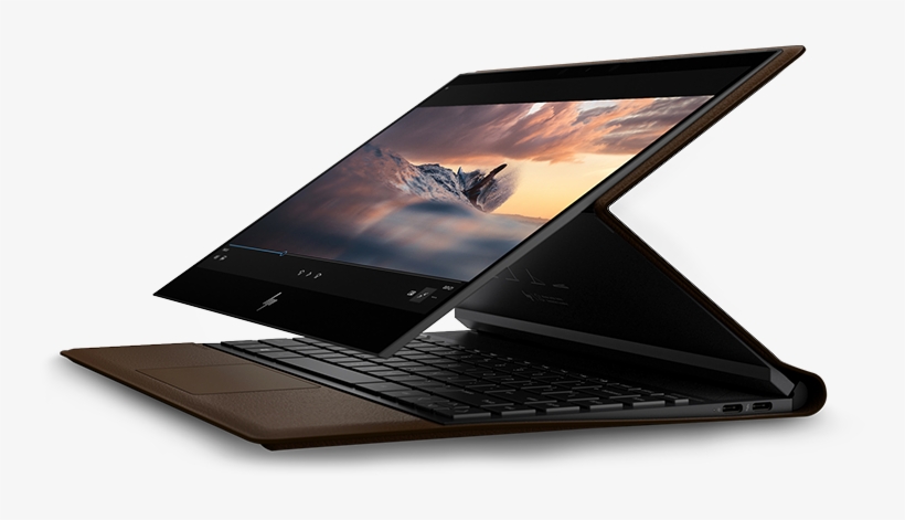 Leather Wrapped Side View Of Laptop Moving To Media - Laptop - 836x450 ...