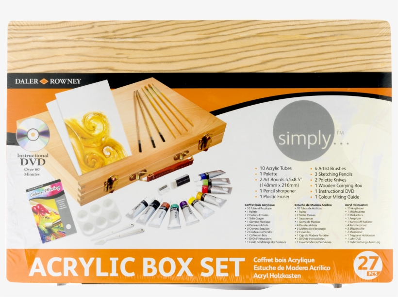 Daler - Rowney Simply Acrylic Wooden Box Set - 1800x1800 PNG Download ...